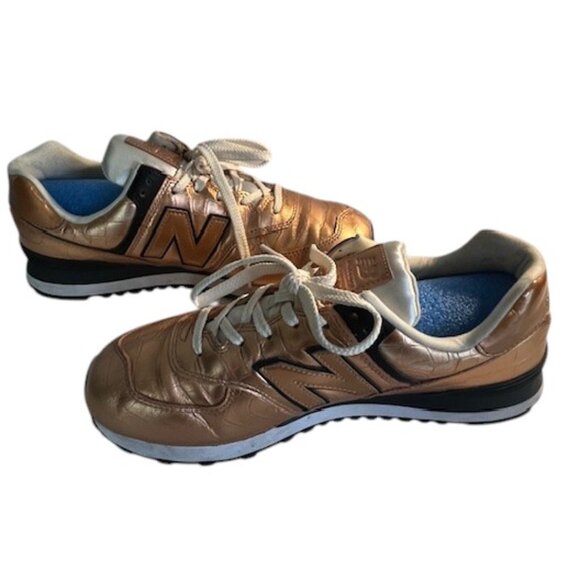 New Balance | Shoes | New Balance Metallic Gold And Black 574s Size 2 ...
